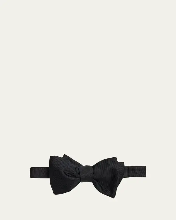 Giorgio Armani Silk Grosgrain Bow Tie - Solid Black
