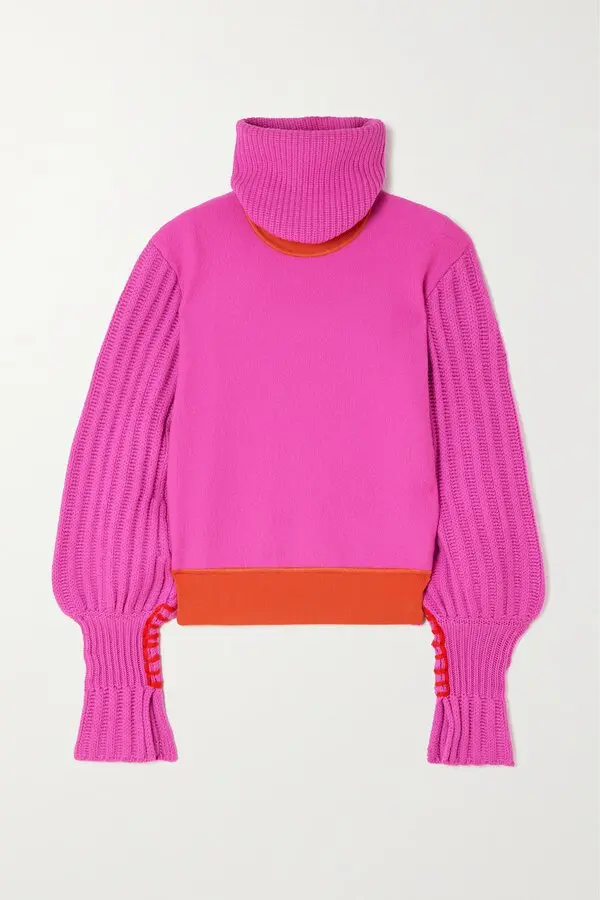 ROKSANDA Diwa Convertible Oversized Two-tone Merino Wool Sweater