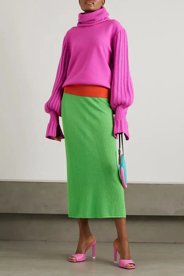 ROKSANDA Diwa Convertible Oversized Two-tone Merino Wool Sweater