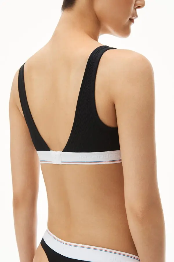 Alexander Wang V-neck Bralette In Ribbed Jersey - Black