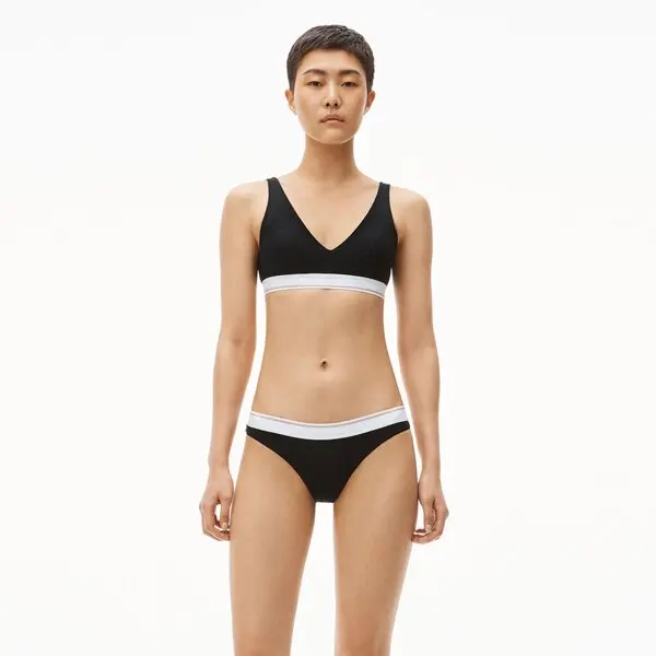 Alexander Wang V-neck Bralette In Ribbed Jersey - Black
