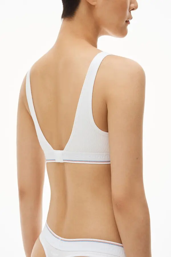 Alexander Wang V-neck Bralette In Ribbed Jersey - White
