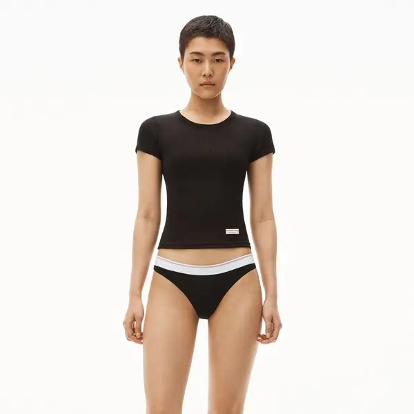 Alexander Wang Scoop Neck Ribbed Cotton Tee