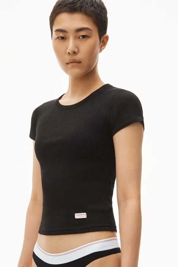 Alexander Wang Scoop Neck Ribbed Cotton Tee