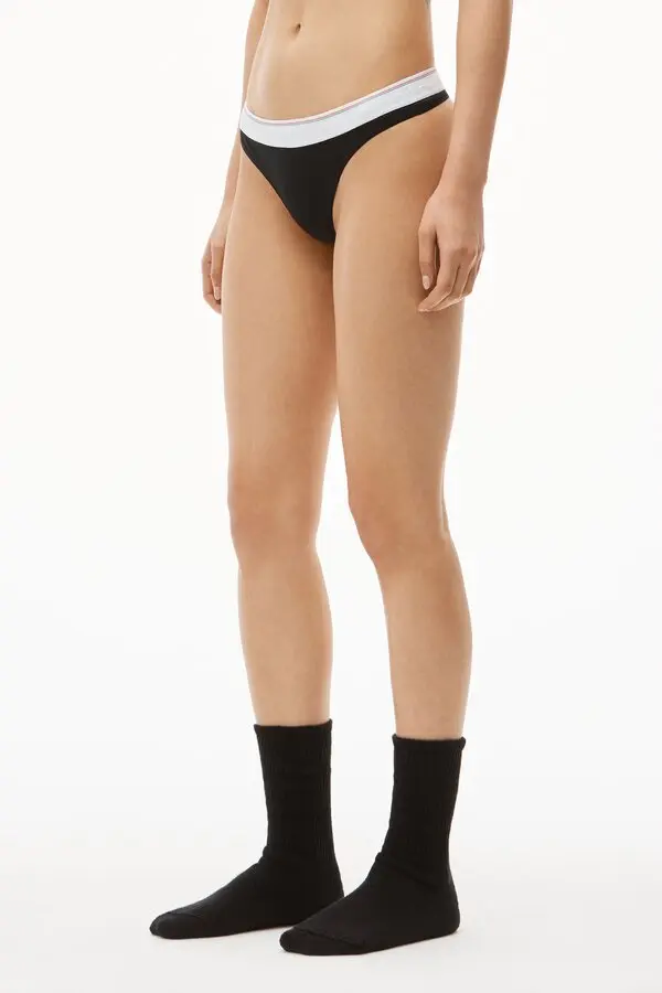 Alexander Wang Classic Thong In Ribbed Jersey - Black
