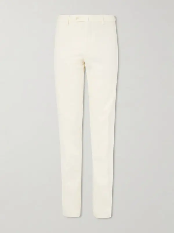 Loro Piana Slim-fit Cotton-blend Trousers - White