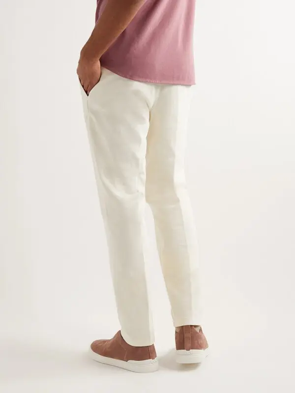 Loro Piana Slim-fit Cotton-blend Trousers - White