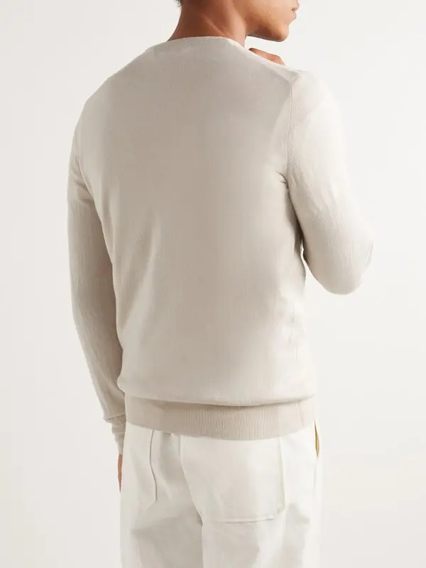 Loro Piana Slim-fit Baby Cashmere Sweater - Neutrals
