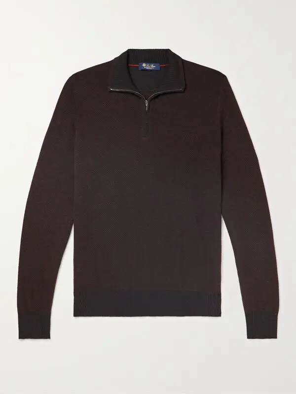 Loro Piana Roadster Slim-fit Striped Cashmere Half-zip Sweater - Brown