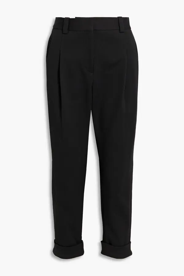 3.1 Phillip Lim Cropped Pleated Crepe Tapered Pants - Black