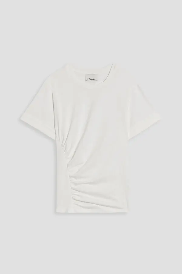 3.1 Phillip Lim Ruched Cottonjersey Tshirt - White