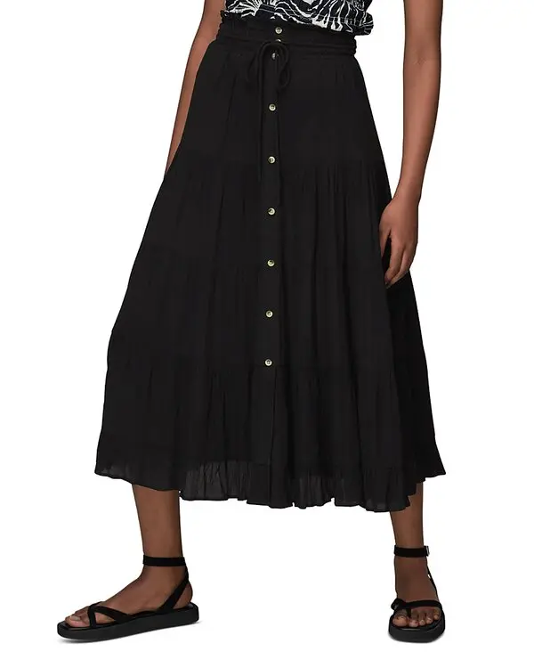 Whistles Crinkled Button Front Skirt