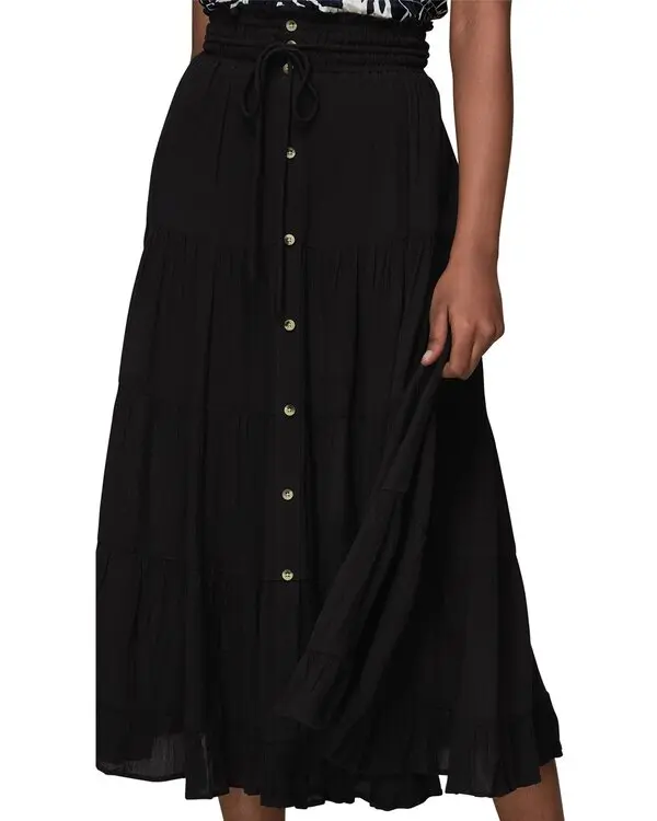 Whistles Crinkled Button Front Skirt