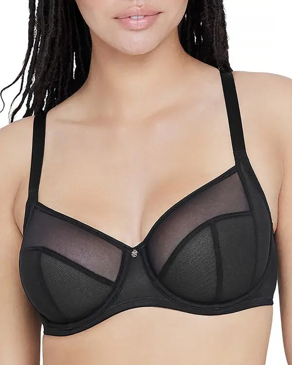 SKARLETT BLUE Spellbound Sheer Side Support Bra - Black