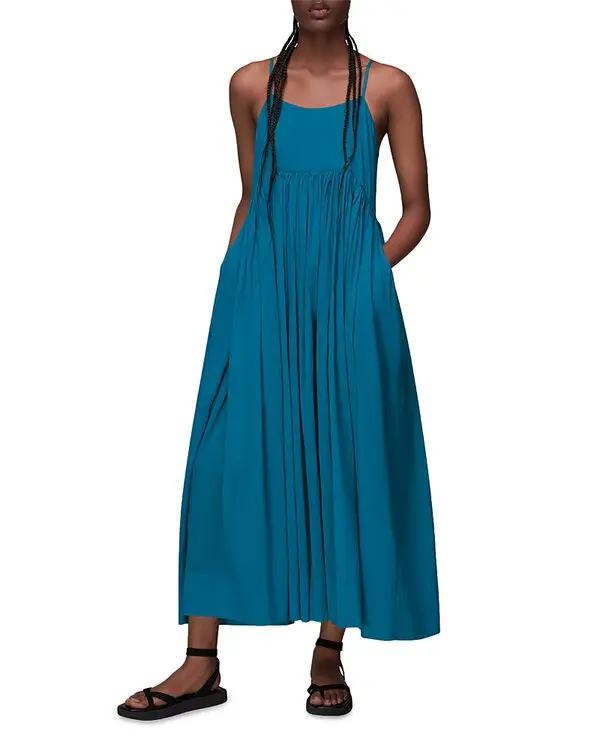 Whistles Carmen Cotton Trapeze Dress - Turquoise