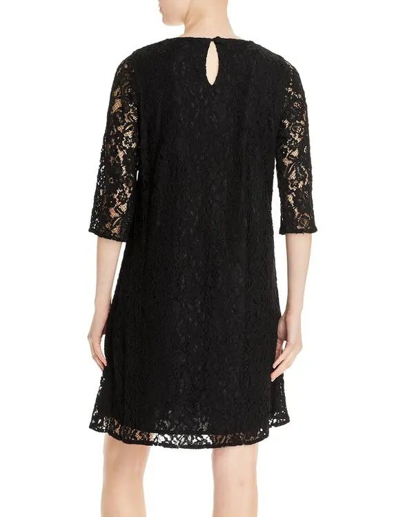 Caroline Rose Floral Lace Dress - Black