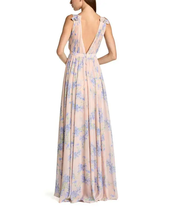 Mac Duggal Chiffon Plunge Neck Gown - Violet Multi