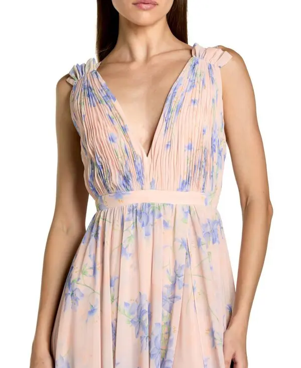 Mac Duggal Chiffon Plunge Neck Gown - Violet Multi
