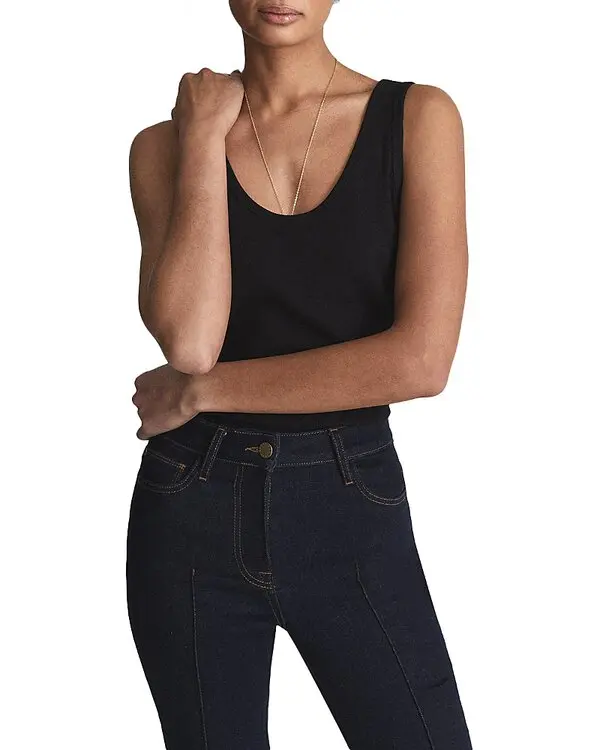 REISS Violet Ribbed Tank - Black
