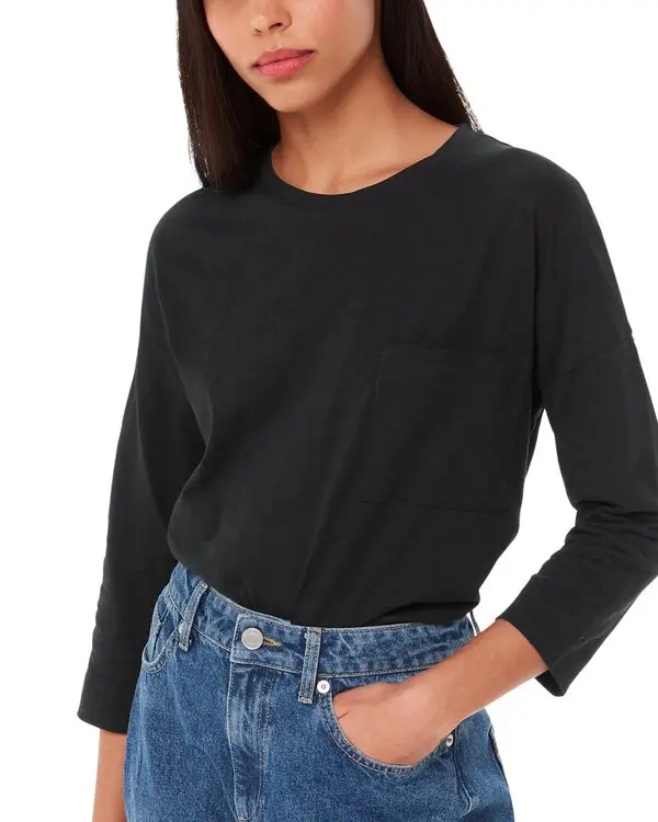Whistles Cotton Pocket Top - Black