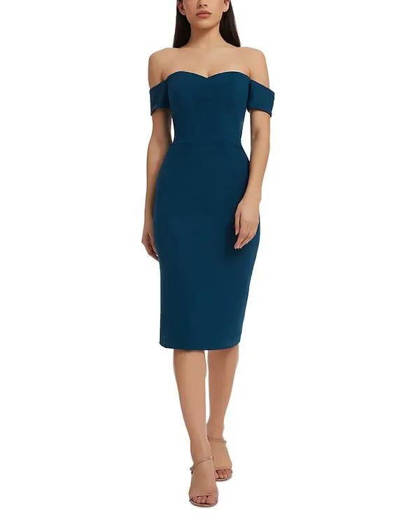 Dress The Population Bailey Off-the-shoulder Sheath Dress - Off White