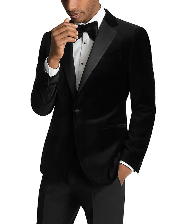 REISS Ace Velvet Tuxedo Jacket - Black
