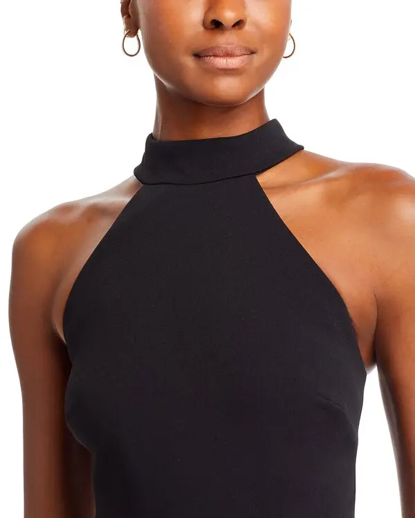 Aqua Racerback Ruffle Hem Gown - Black