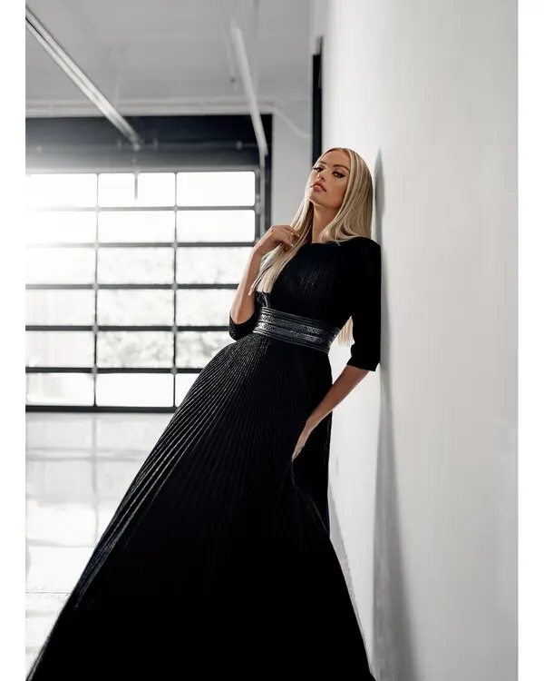 Mac Duggal Ieena Collection Shimmer Gown - Black
