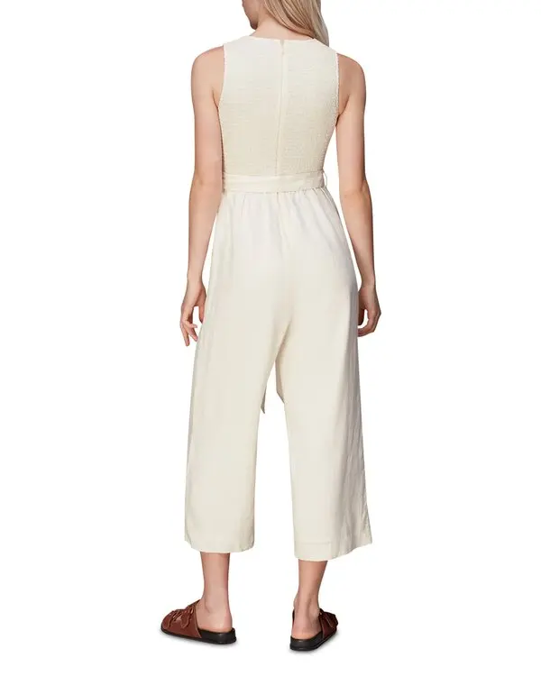 Whistles Shirred Linen Blend Jumpsuit