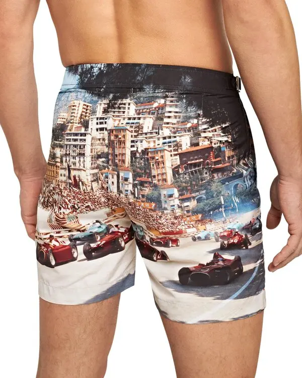 Orlebar Brown Bulldog Photo Print Quick Dry Tailored Fit Swim Trunks - Start Your Engine