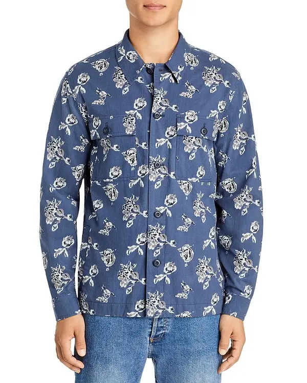 Vince Ikat Floral Long Sleeve Shirt - Hematite