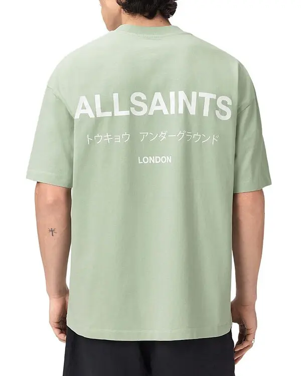 ALLSAINTS Underground Organic Cotton Logo Graphic Tee - Celadon Green