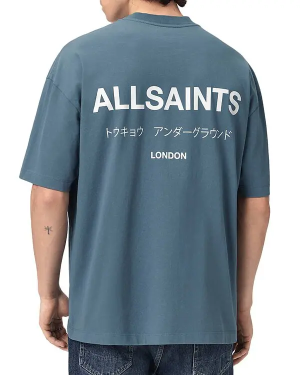 ALLSAINTS Underground Organic Cotton Logo Graphic Tee - Waved Blue