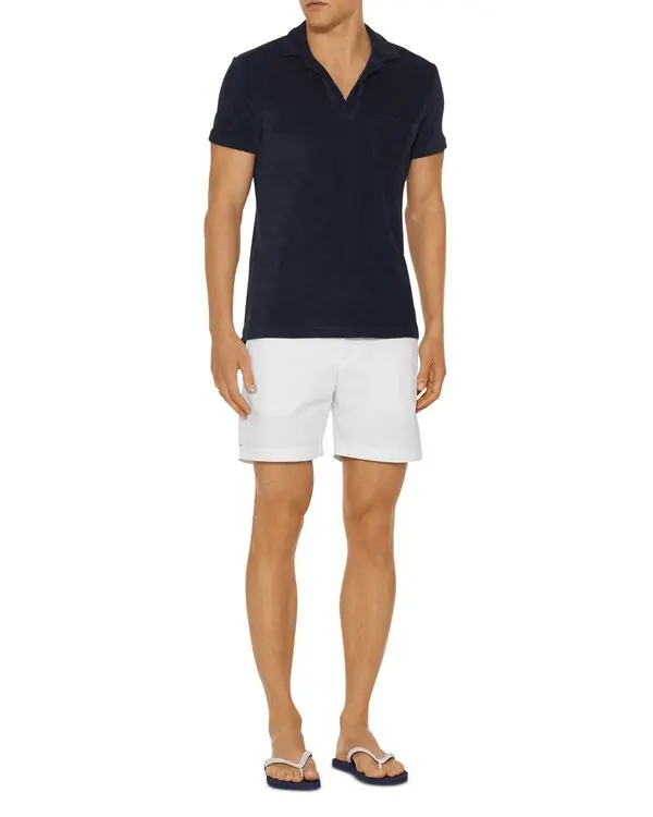 Orlebar Brown Cotton Terry Solid Tailored Fit Polo Shirt - Navy