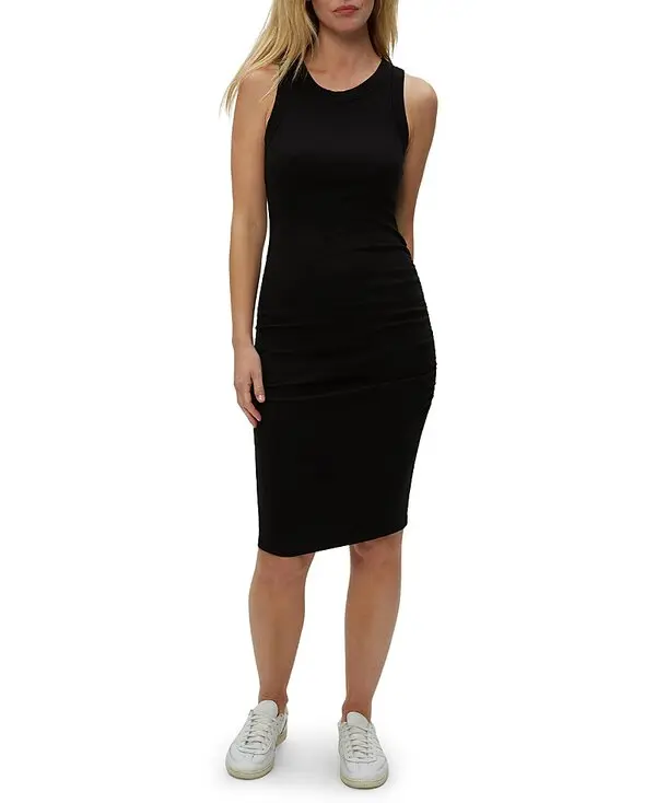Michael Stars Demi Sleeveless Ribbed Ruched Mini Dress - Black
