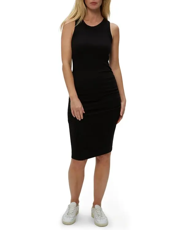 Michael Stars Demi Sleeveless Ribbed Ruched Mini Dress - Black
