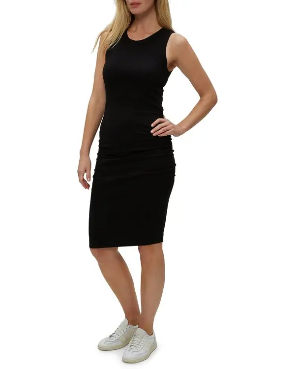 Michael Stars Demi Sleeveless Ribbed Ruched Mini Dress - Black