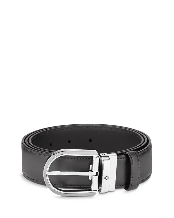 Montblanc Horseshoe Buckle Leather Belt - Gray