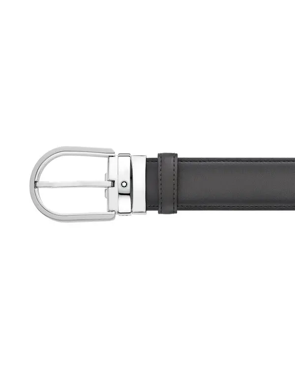Montblanc Horseshoe Buckle Leather Belt - Gray