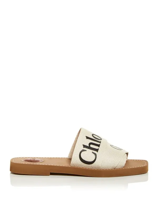Chloé Woody Logo Slide Sandals - White