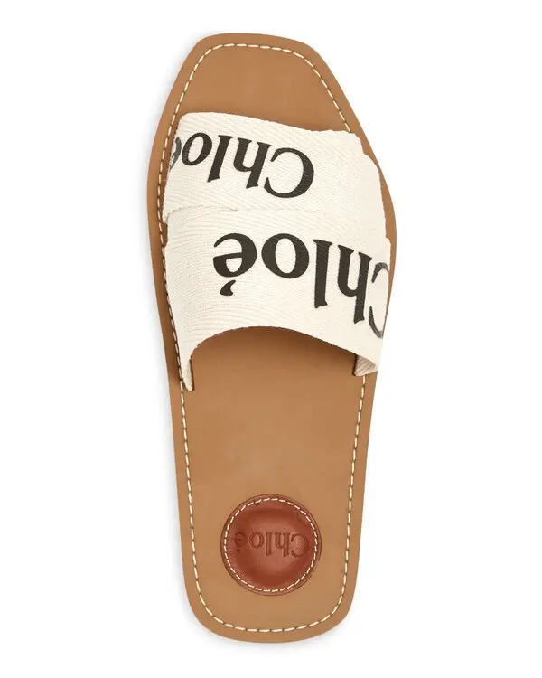 Chloé Woody Logo Slide Sandals - White