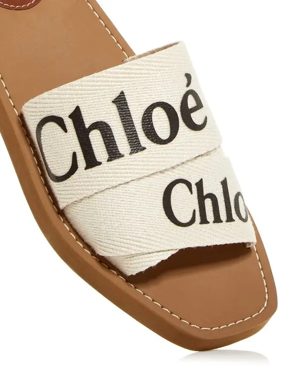 Chloé Woody Logo Slide Sandals - White