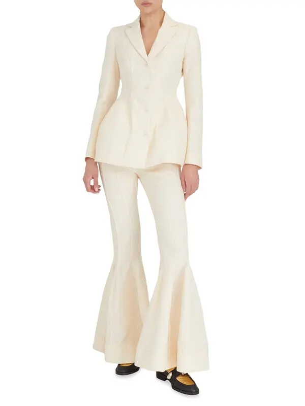 Rosie Assoulin Celery Cloque Kick-flare Pants