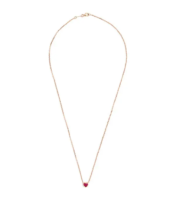 ANITA KO And Ruby Heart Pendant Necklace - Rose Gold