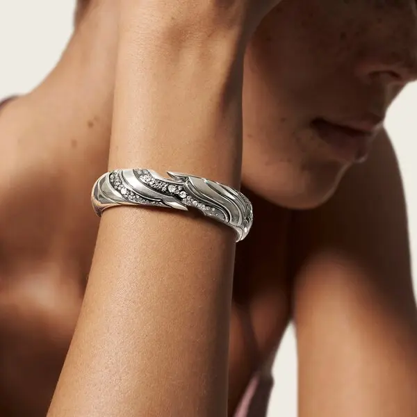 John Hardy Hinged Cuff With Diamonds