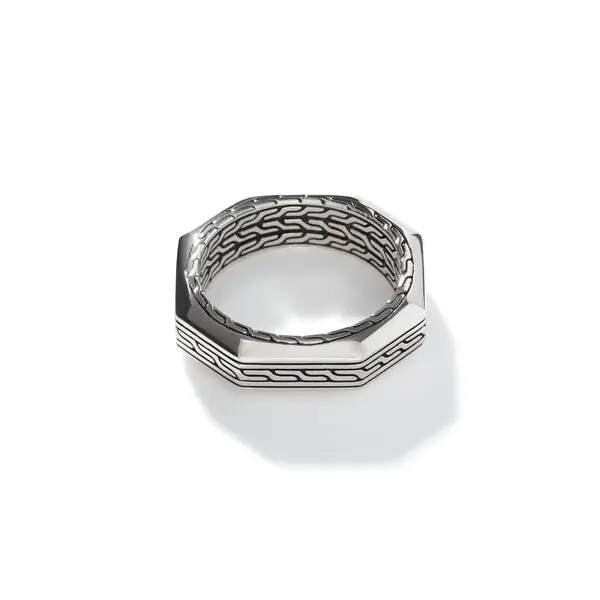 John Hardy Carved Chain Geometric Band Ring