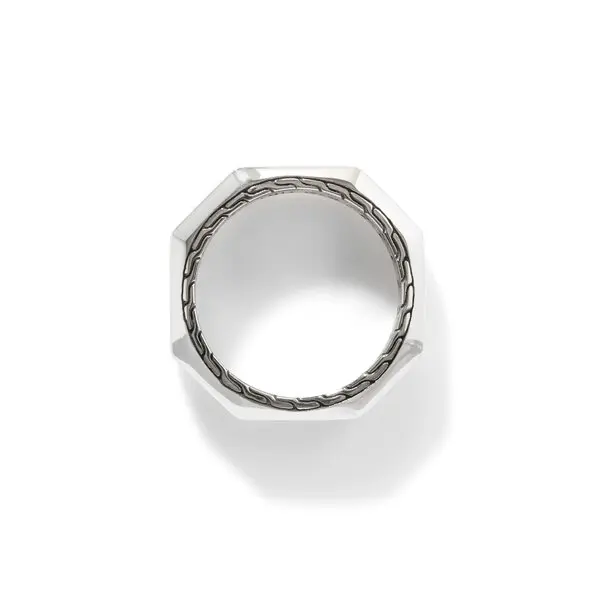 John Hardy Carved Chain Geometric Band Ring