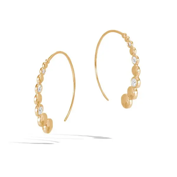 John Hardy Hammered Small Hoop Earring With Diamonds