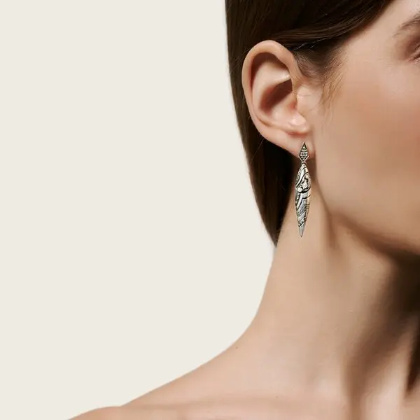 John Hardy Marquis Drop Earrings With Diamonds