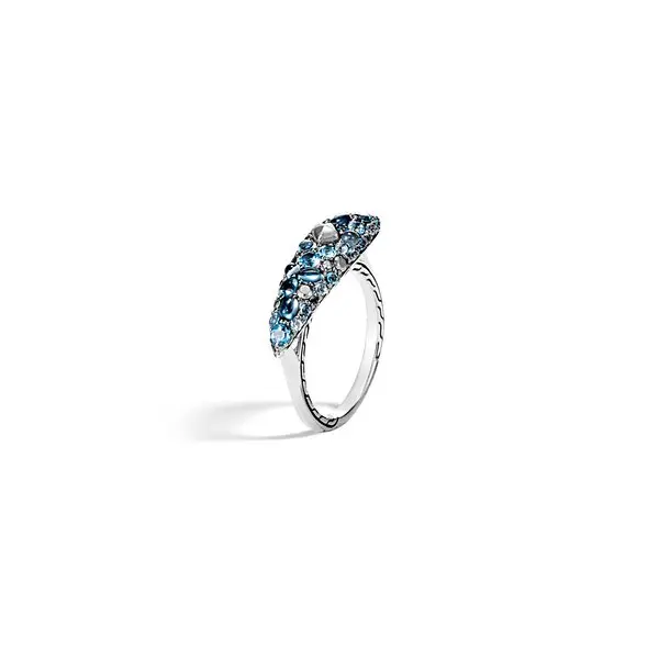 John Hardy Classic Chain Ring With Mixed Blue Topaz Calcite